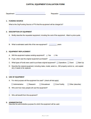 8+ Equipment Evaluation Templates - PDF, DOC