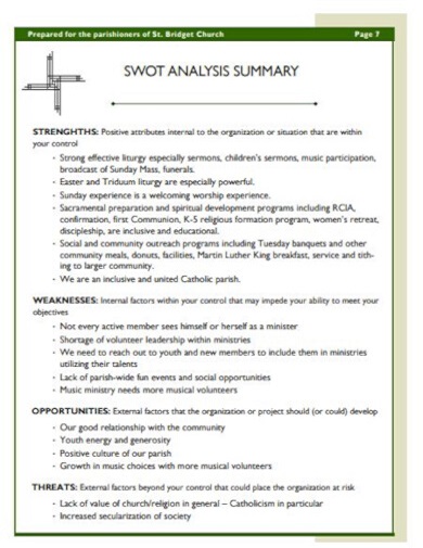 11+ Church SWOT Analysis Templates - PDF
