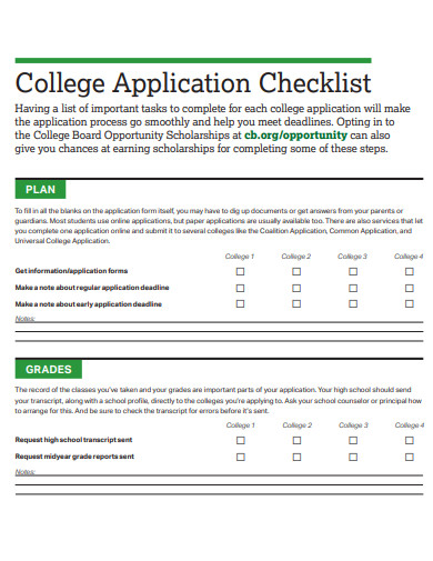 15+ College Application Checklist Templates in PDF