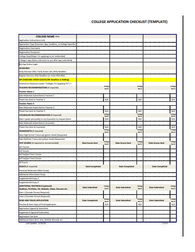 15+ College Application Checklist Templates in PDF