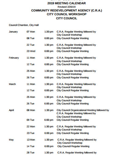 17+ Meeting Calendar Templates in PDF