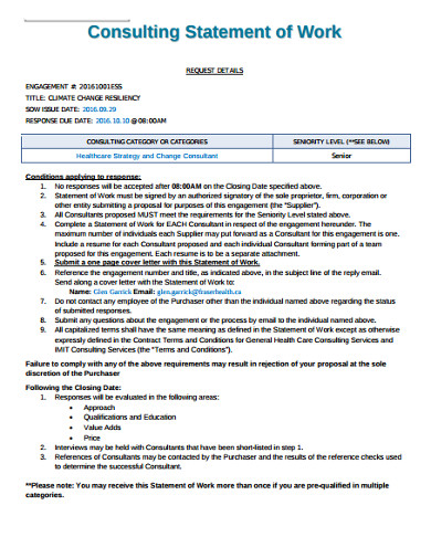 8+ Consulting Statement of Work Templates in PDF | DOC