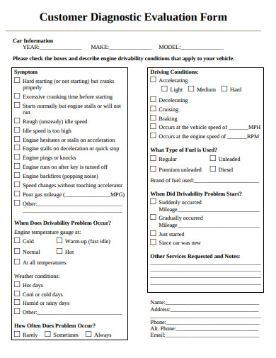 7 Customer Evaluation Form Templates PDF