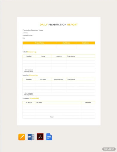 10+ Production Daily Report Templates in Word | Google Docs | Apple ...