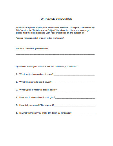 5+ Database Evaluation Templates - PDF, DOC