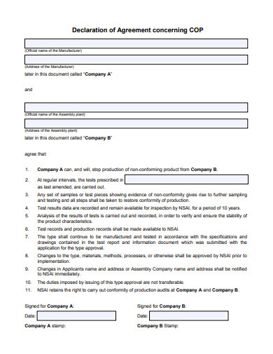 16+ Declaration Agreement Templates - PDF