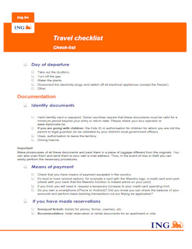 10+ Travel Checklist Templates - PDF