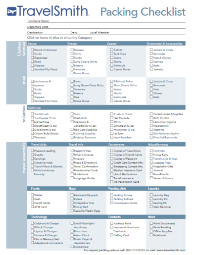 10+ Travel Checklist Templates - PDF