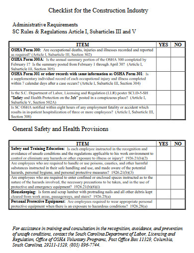 20+ FREE Construction Checklist Templates - PDF, Google Docs, Word, Pages