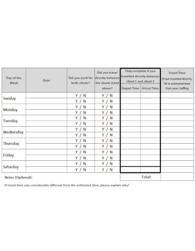 10+ Travel Timesheet Templates - PDF, Word