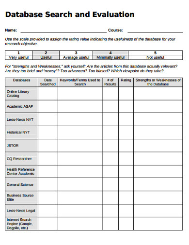 5+ Database Evaluation Templates - PDF, DOC