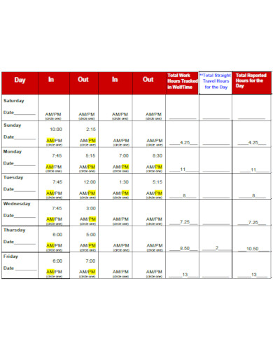 10+ Travel Timesheet Templates - PDF, Word