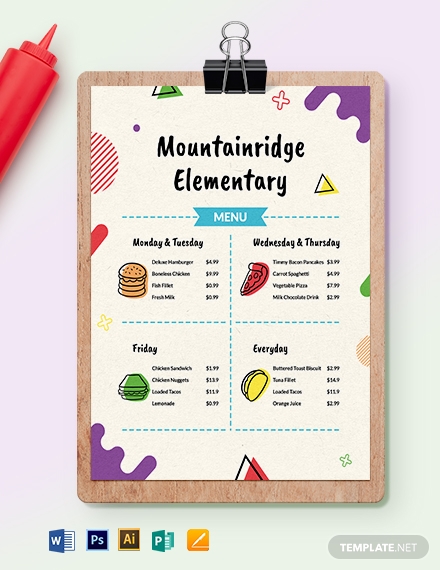 School Menu - 28+ Free Templates in PSD, PDF, Word, AI