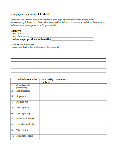 23+ Evaluation Checklist Templates - Google Docs, Word, Pages, PDF