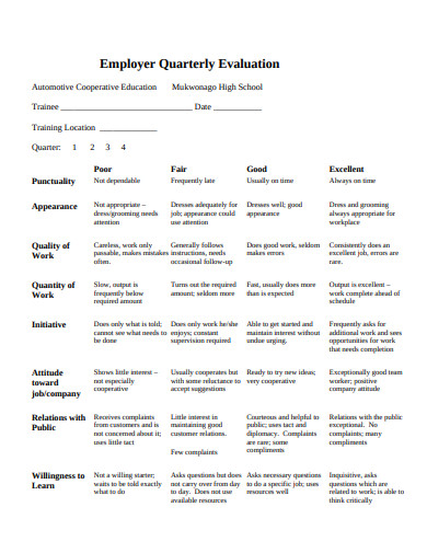 12+ Quarterly Evaluation Templates - PDF