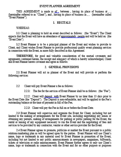 9 Event Planner Contract Templates In PDF DOC