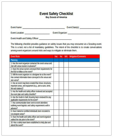 13+ Safety Checklist Templates - Google Docs, MS Word, Pages, PDF