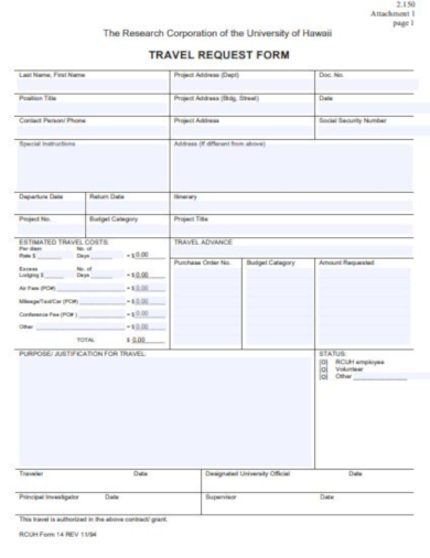 10+ Travel Request Form Templates - PDF, DOCX