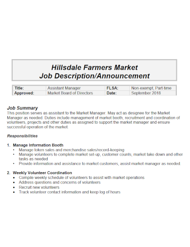 10+ Assistant Manager Job Description Templates - Google Docs, Word ...