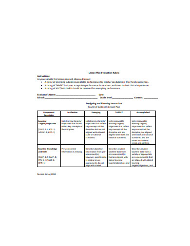 5 Lesson Plan Evaluation Templates PDF 5 Lesson Plan Evaluation Templates PDF