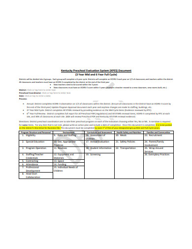 12+ Preschool Evaluation Templates in PDF | DOC