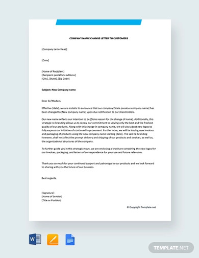 11+ Company Name Change Letter Templates in Google Docs | Word | Pages ...