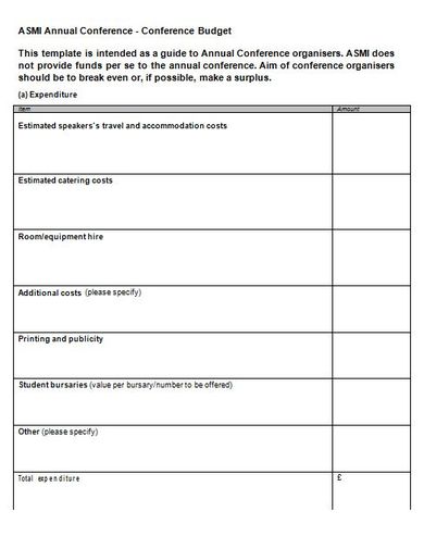 9+ Conference Budget Template - PDF, Word