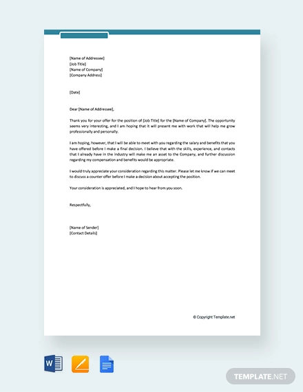 Counter Salary Negotiation Letter Sample Pdf HQ Template Documents Counter Salary Negotiation Letter Sample Pdf HQ Template Documents