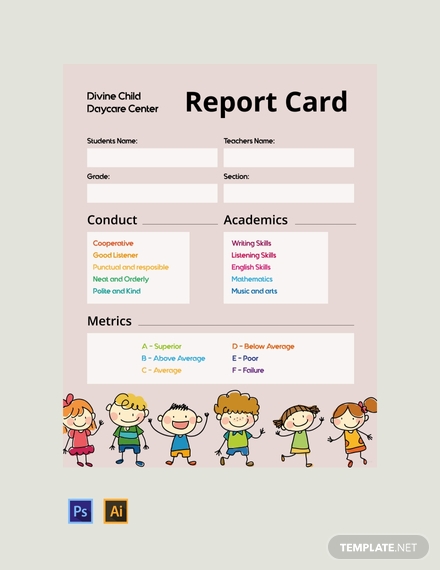 9+ Preschool Report Card Templates - Illustrator, Numbers, Publisher ...