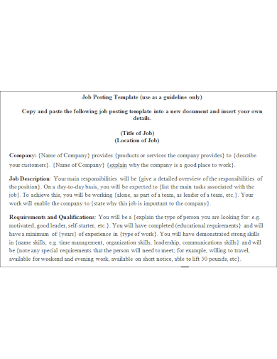 16+ Job Posting Templates - PDF, Word