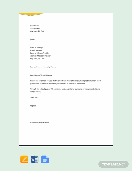 13 Ownership Transfer Letter Templates Sample Example Format