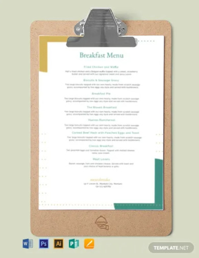 Breakfast Menu - 12+ Free Templates in MS Word, PSD, InDesign ...