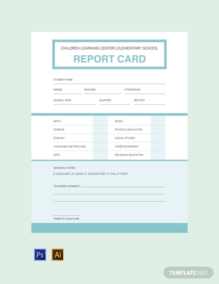 9+ Preschool Report Card Templates - Illustrator, Numbers, Publisher ...