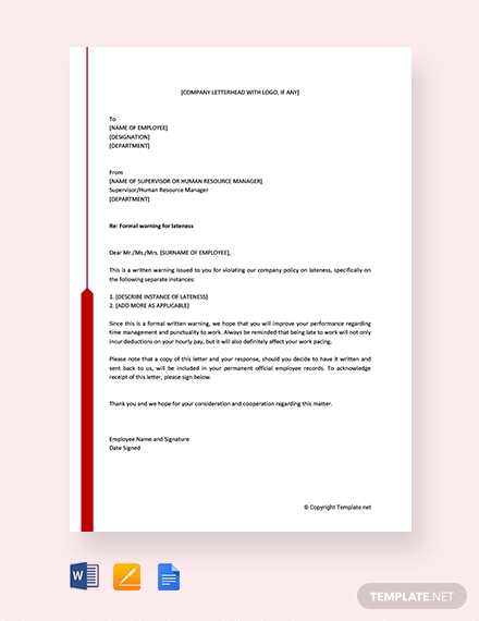 10+ Warning Letter for Bad Behavior Templates - Sample, Example, Format