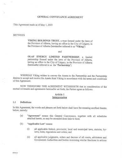 15+ Conveyance Agreement Templates - Google Docs, Word, Pages, PDF