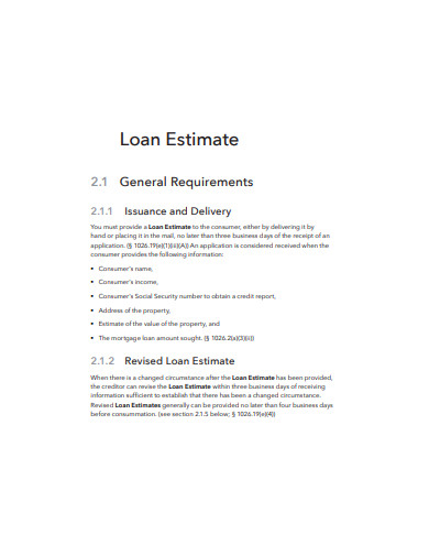 14+ Loan Estimate Templates - PDF