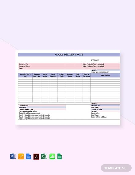 21+ Delivery Note Templates - MS Excel, MS Word, Numbers, Pages ...