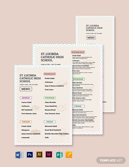 School Menu - 28+ Free Templates in PSD, PDF, Word, AI
