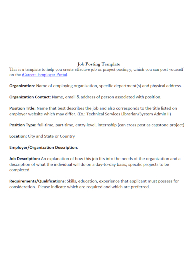 16+ Job Posting Templates - PDF, Word