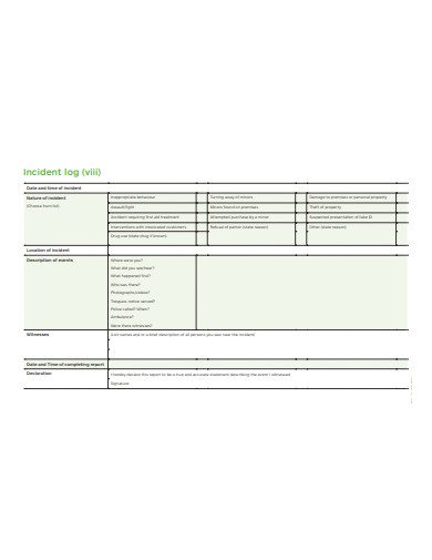 10+ Incident Log Templates - PDF