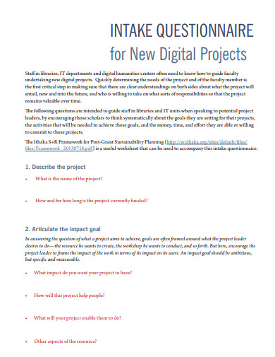 17+ Project Questionnaire Templates in PDF