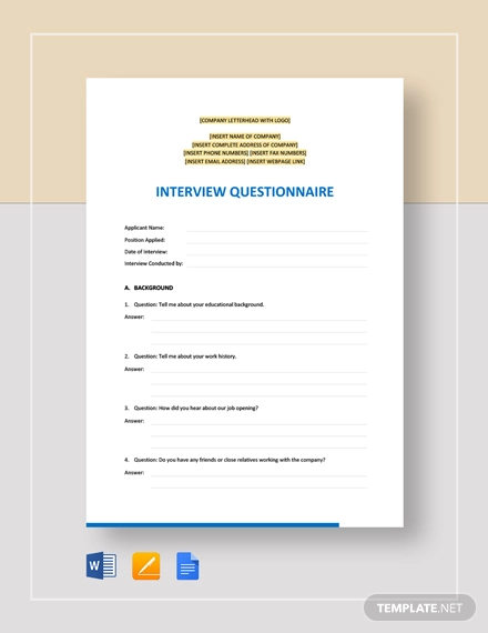 32+ Questionnaire Templates in Word Format