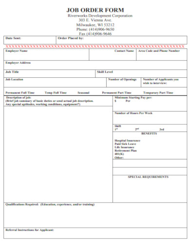 10+ Job Order Templates - Google Docs, Google Sheets, Excel, Word ...