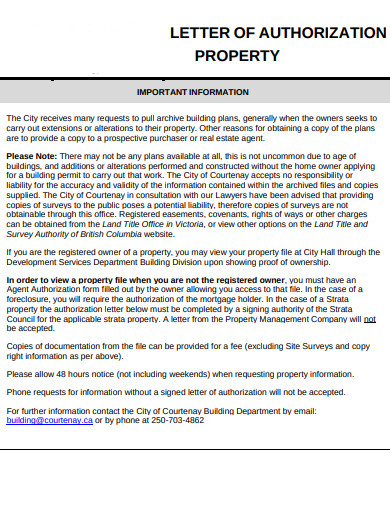 Free 19+ Property Authorization Letter Templates in PDF | DOC