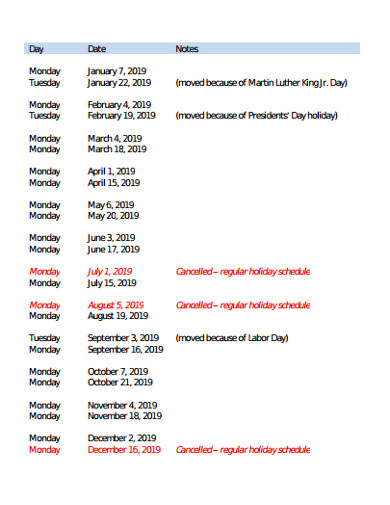 17+ Meeting Calendar Templates in PDF