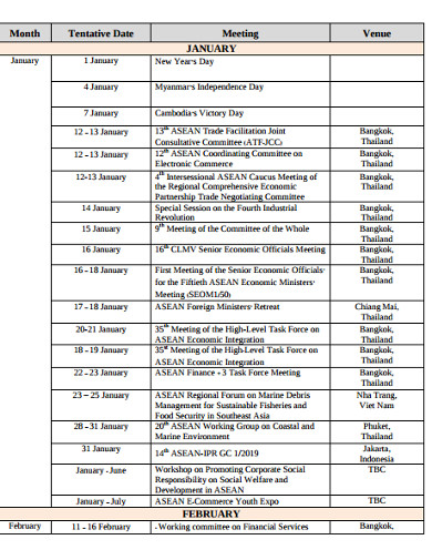 17+ Meeting Calendar Templates in PDF