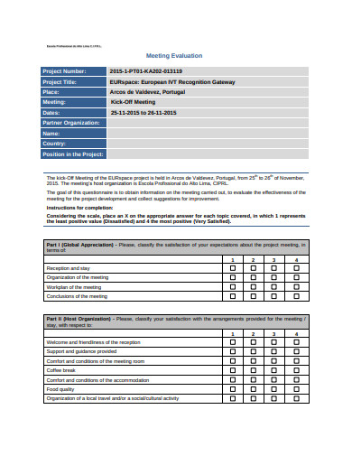 19 Meeting Evaluation Templates PDF