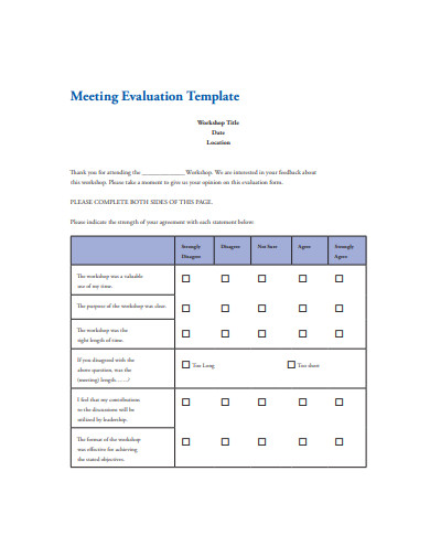 19+ Meeting Evaluation Templates - PDF