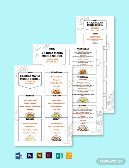 School Menu - 28+ Free Templates in PSD, PDF, Word, AI
