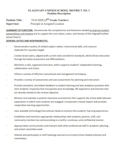 10+ Teacher Job Description Templates - PDF